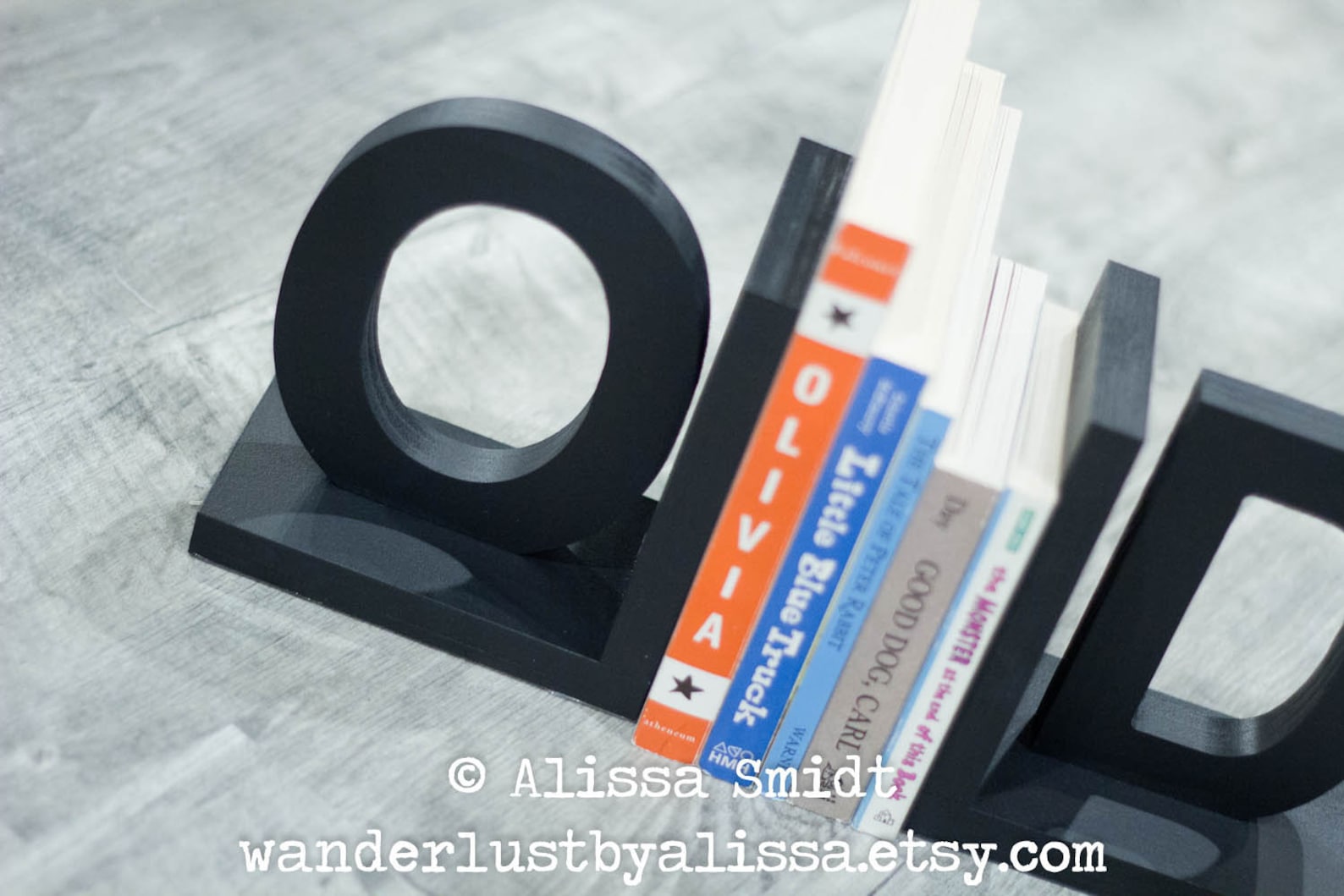 Black Letter Bookends Initial Bookends Wooden Custom | Etsy