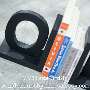 Black Letter Bookends, Initial Bookends, Wooden Custom Bookends ...