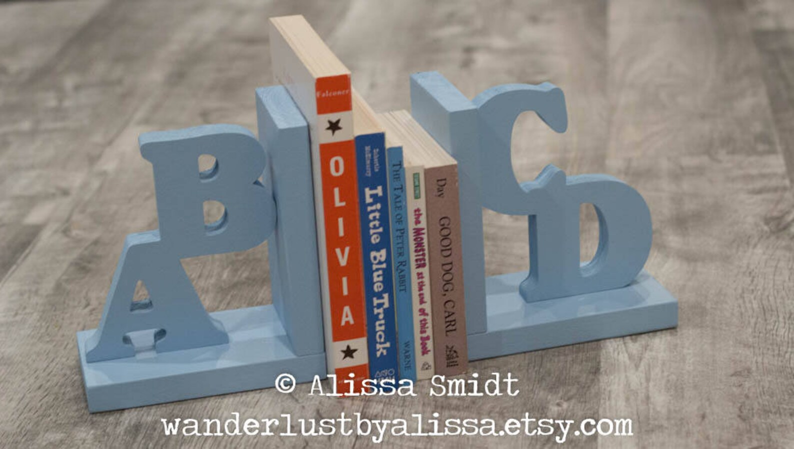 ABCD Wooden Letter Bookends Custom Created to Coordinate | Etsy