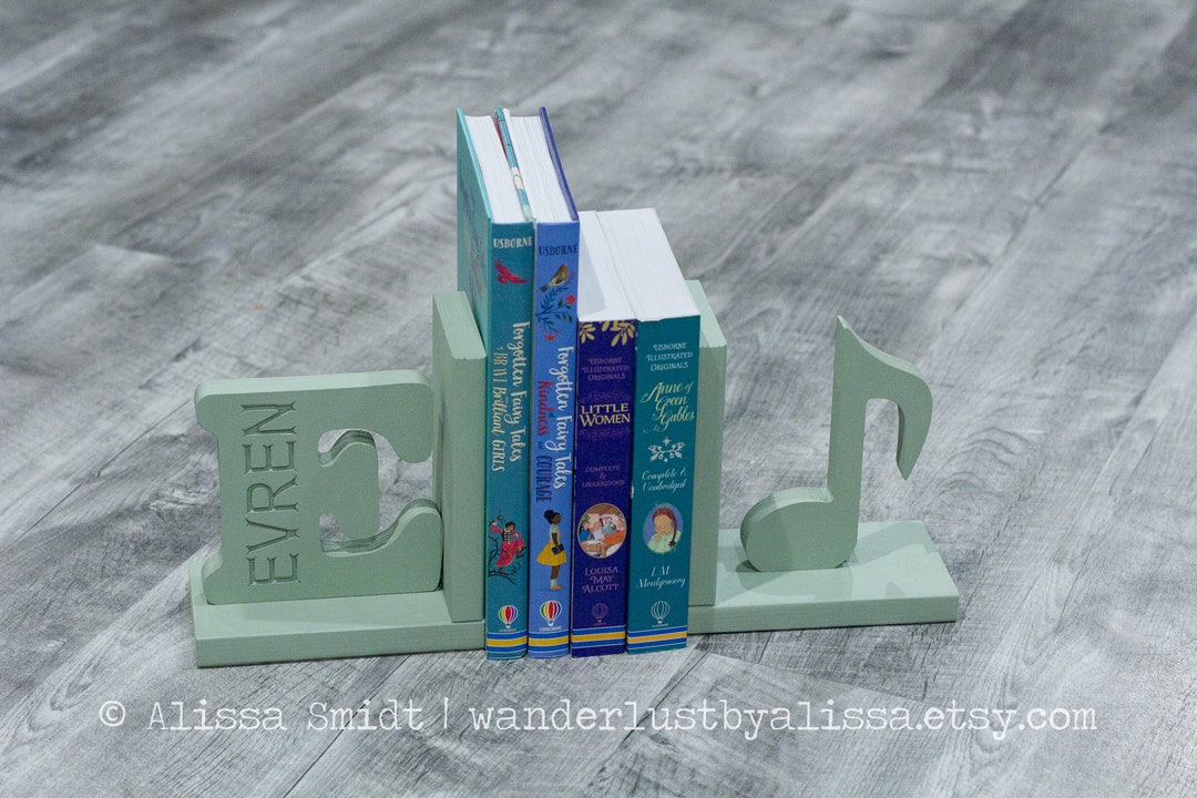 Music Bookends Music Note and Engraved Letter Bookends, Initial ...