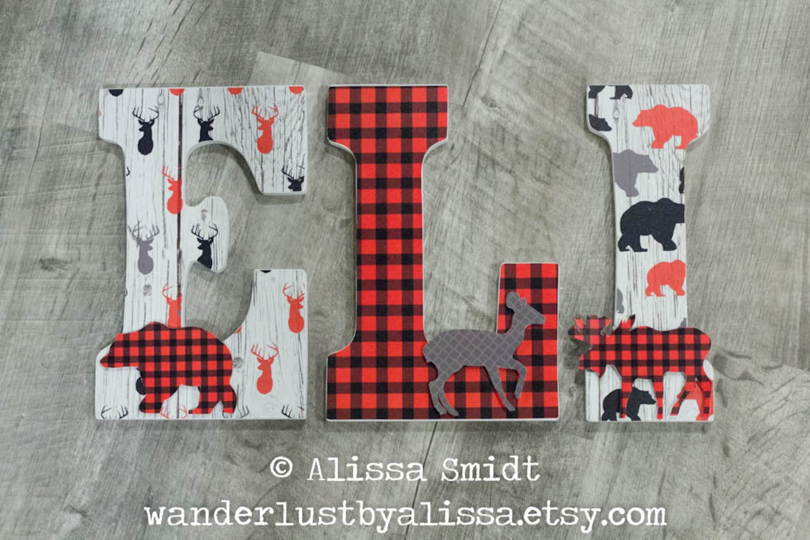 Lumberjack Letters Buffalo Plaid Mountain Animal Custom - Etsy