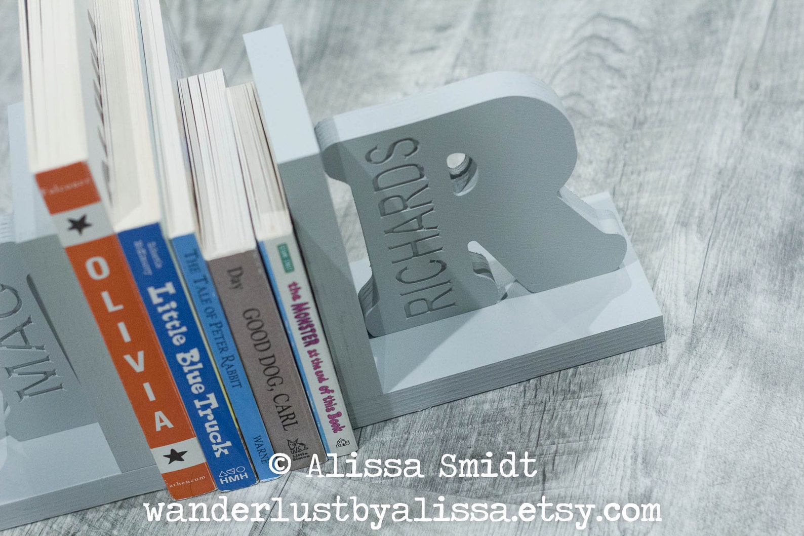 Engraved Letter Bookends Initial Bookends Wooden Custom - Etsy