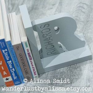 Engraved Letter Bookends, Initial Bookends, Wooden Custom Bookends ...