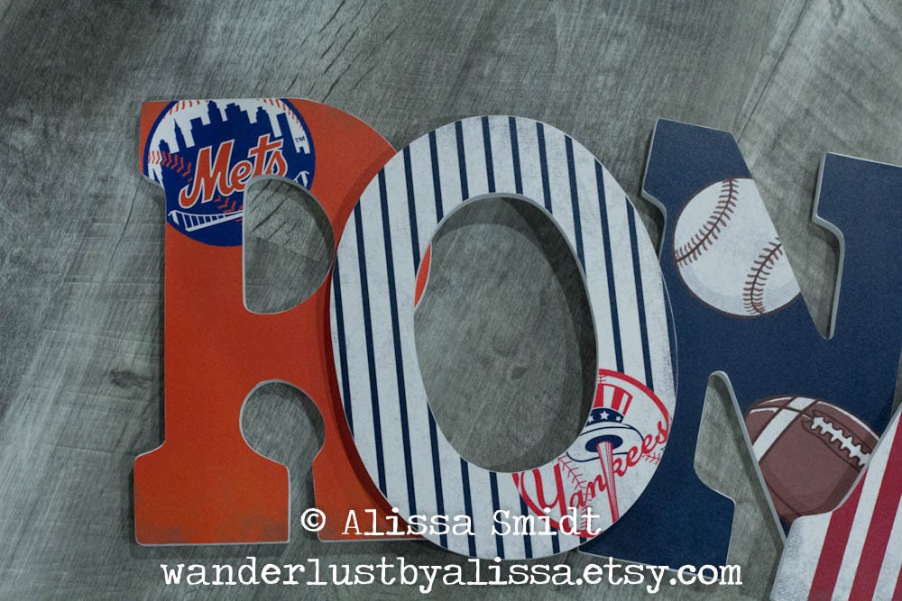 Baseball Football letters New York Custom Designed Letters | Etsy
