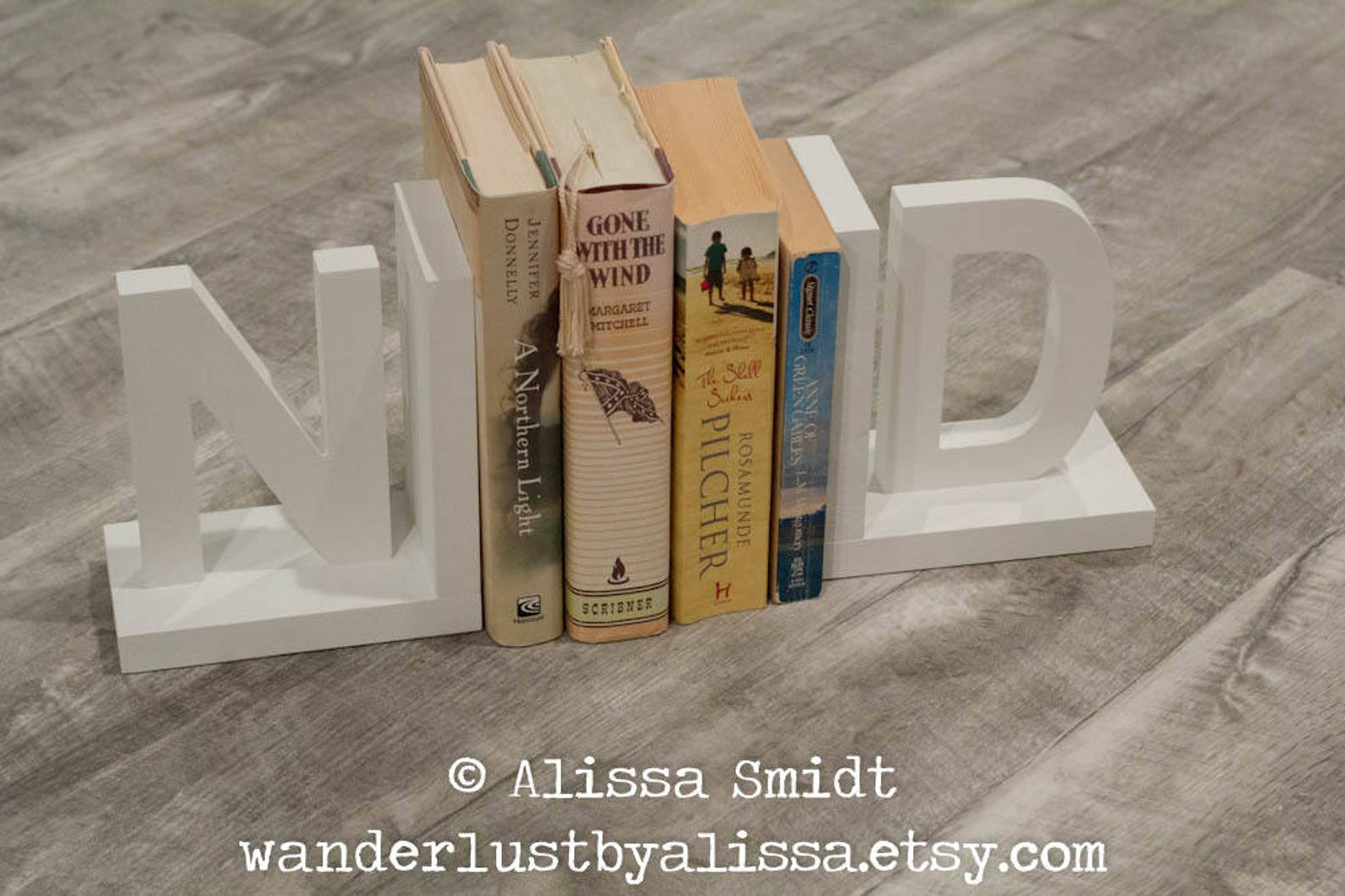 White Letter Bookends Initial Bookends Wooden Custom | Etsy