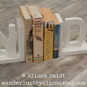 White Letter Bookends, Initial Bookends, Wooden Custom Bookends ...