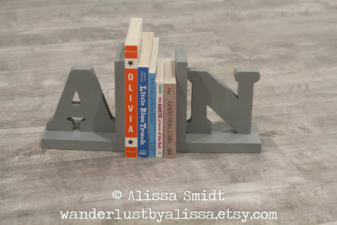 Letter Bookends, Initial Bookends, Wooden Custom Bookends - (alphabet ...
