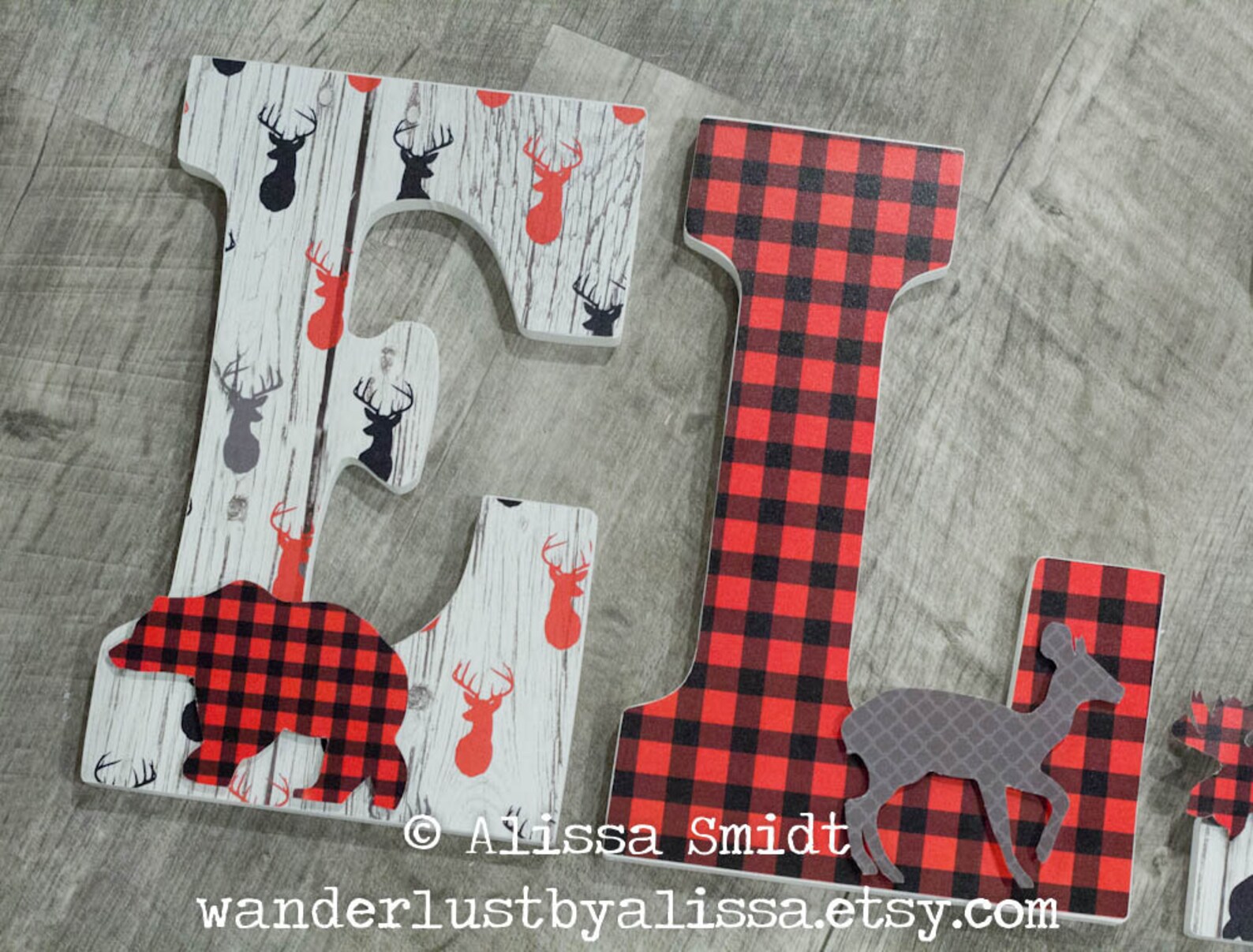 Lumberjack Letters Buffalo Plaid Mountain Animal Custom - Etsy