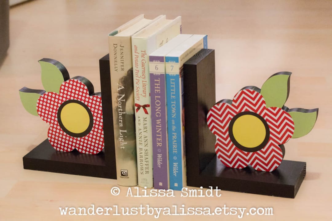 Custom Designed Wooden Flower Bookends - Custom Created to Coordinate ...