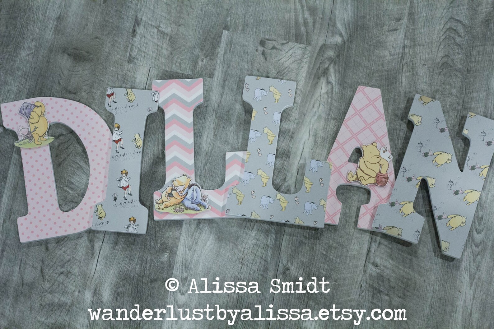 Winnie the Pooh Nursery Letters, Custom Wooden Letters - 9 Inch Hanging ...