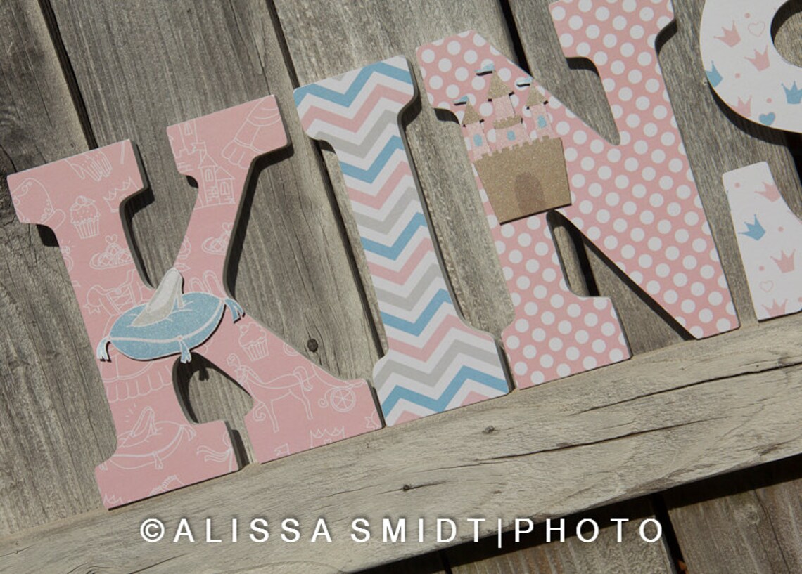 Princess Cinderella Letters Custom Nursery Wooden Letters | Etsy