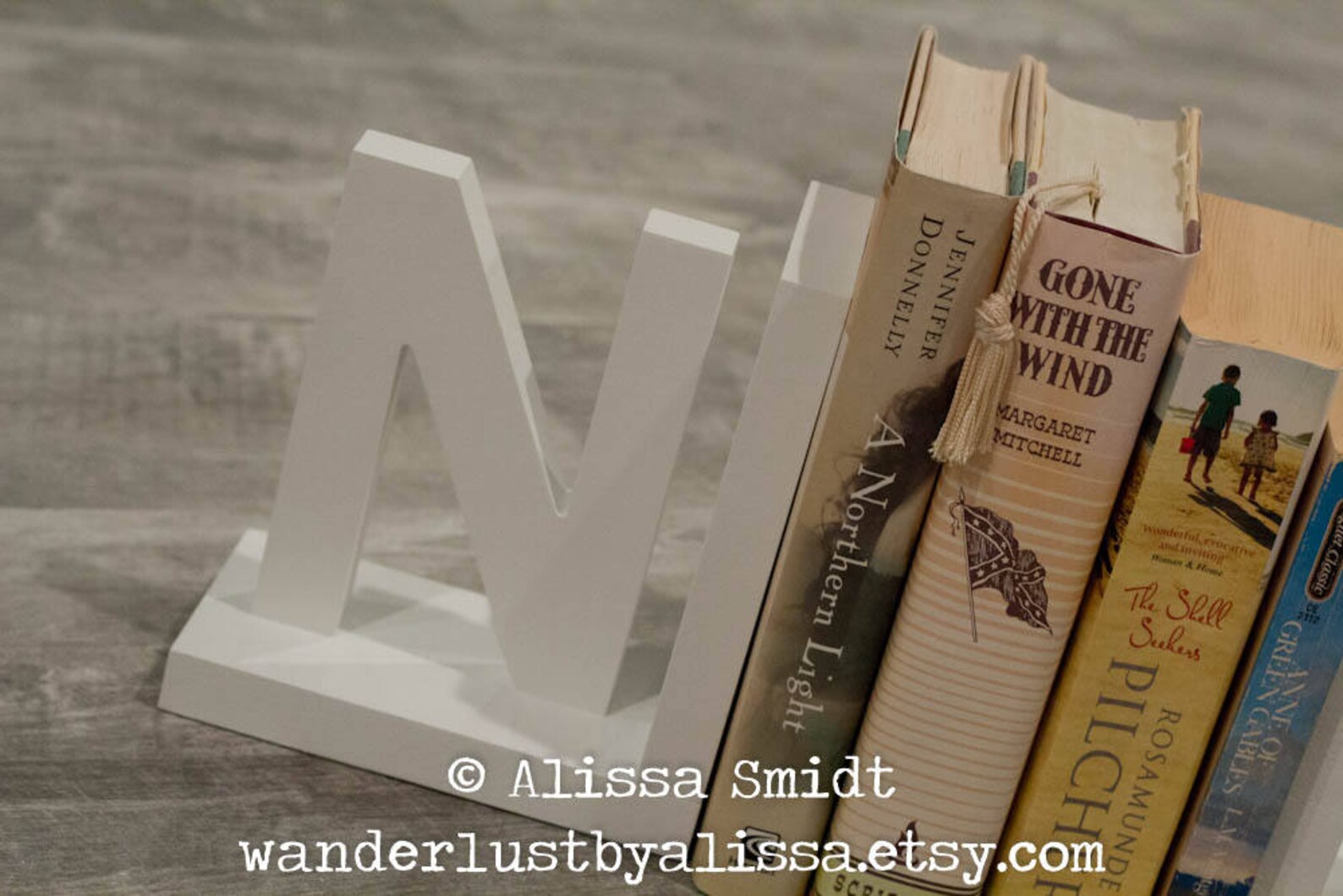 White Letter Bookends Initial Bookends Wooden Custom - Etsy