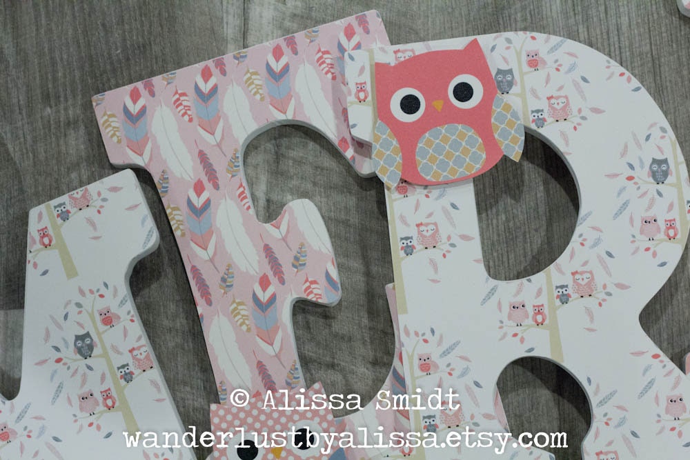 Owl Family Tree Letters Custom Wooden Letters Owl Theme - Etsy