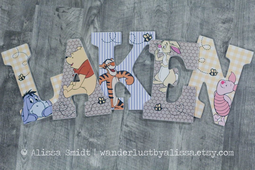 Winnie the Pooh Nursery Letters Name Sign Winnie the Pooh Wood Name ...