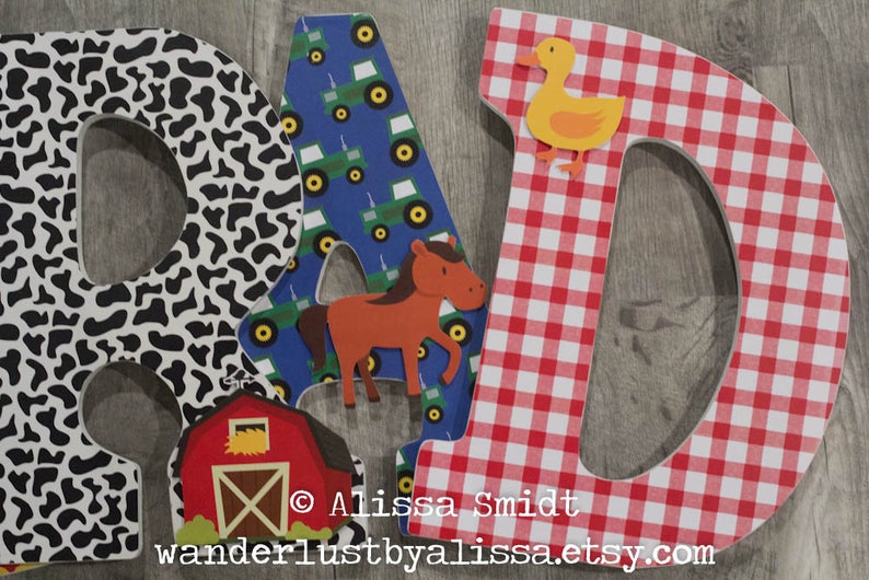 Farm Animal Letters Custom Wooden Nursery Letters Custom - Etsy