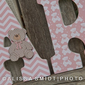 Custom Nursery Wooden Letters, Baby Nursery Letters Teddy Bear Theme ...