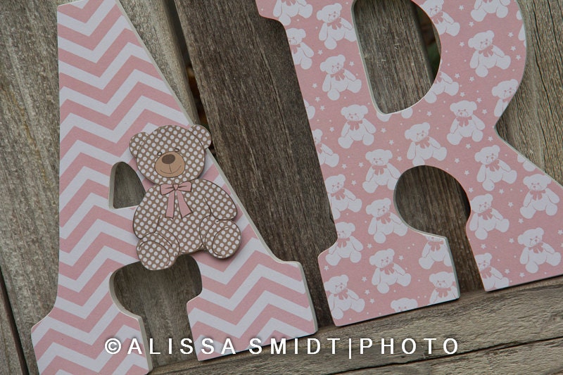 Custom Nursery Wooden Letters Baby Nursery Letters Teddy | Etsy