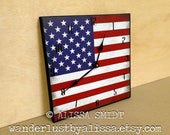 American Flag Clock Rustic Flag Clock Usa Wood Clock 12 - Etsy