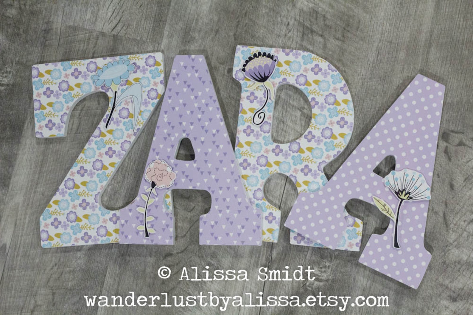 Flower Letters Pastel Floral Custom Wooden Letters Custom | Etsy