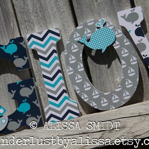 Nautical Nursery Letters, Custom Wooden Letters Nautical Theme, High ...