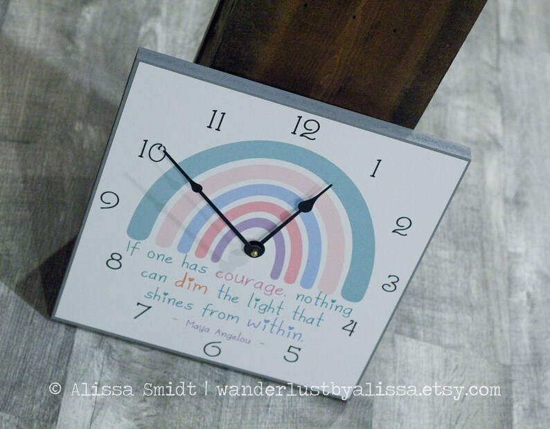 Maya Angelou Quote Rainbow Decor Rain Bow Boho Clock - Custom Design ...