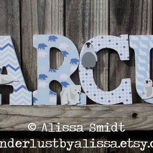 Penguin Nursery Letters, Custom Wooden Letters - Arctic Baby Animal ...