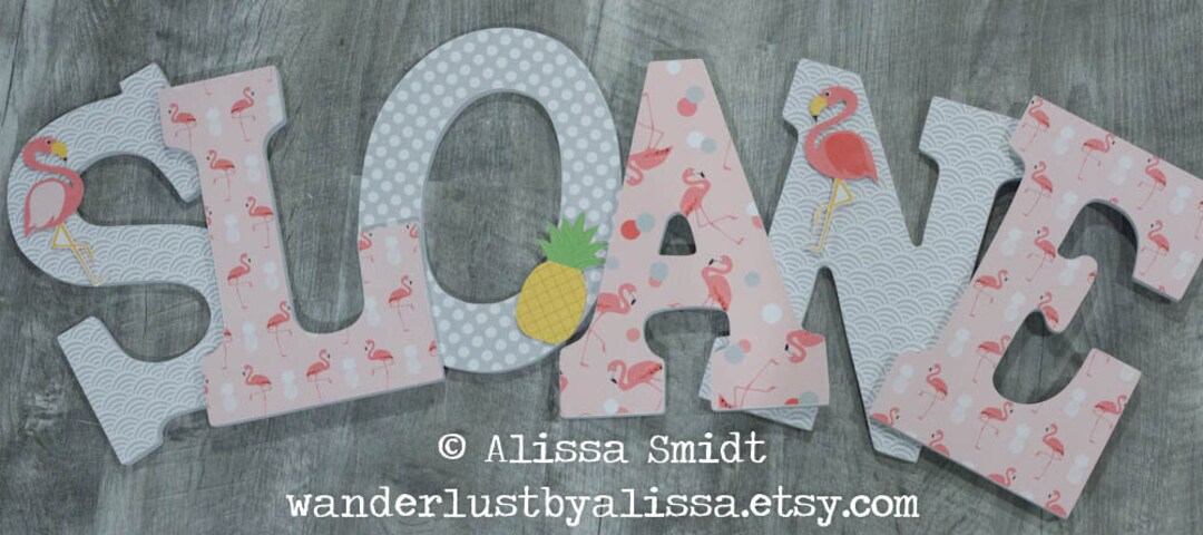 Flamingo Letters Custom Wooden Letters Baby Girl pink - Etsy