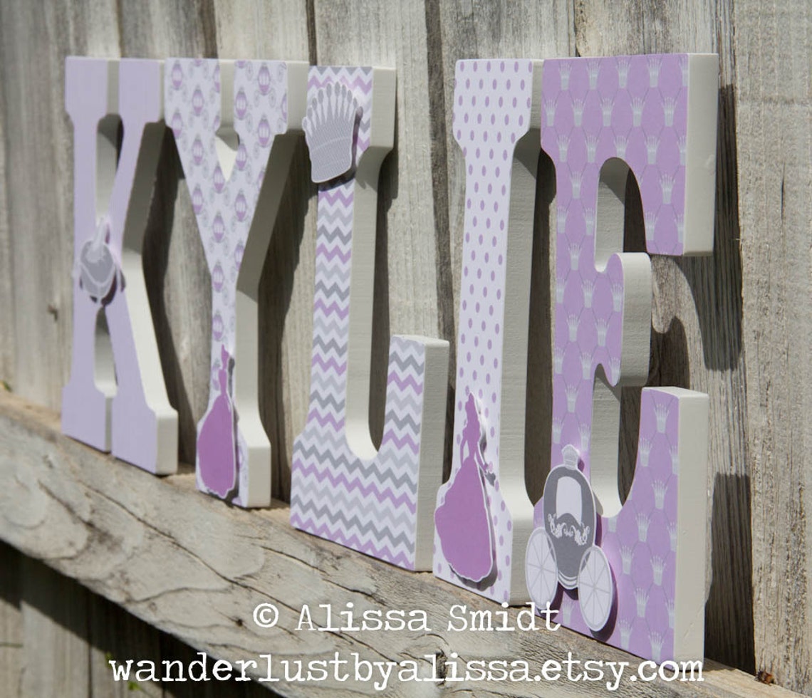 Princess Letters Cinderella Belle Custom Nursery Wooden - Etsy