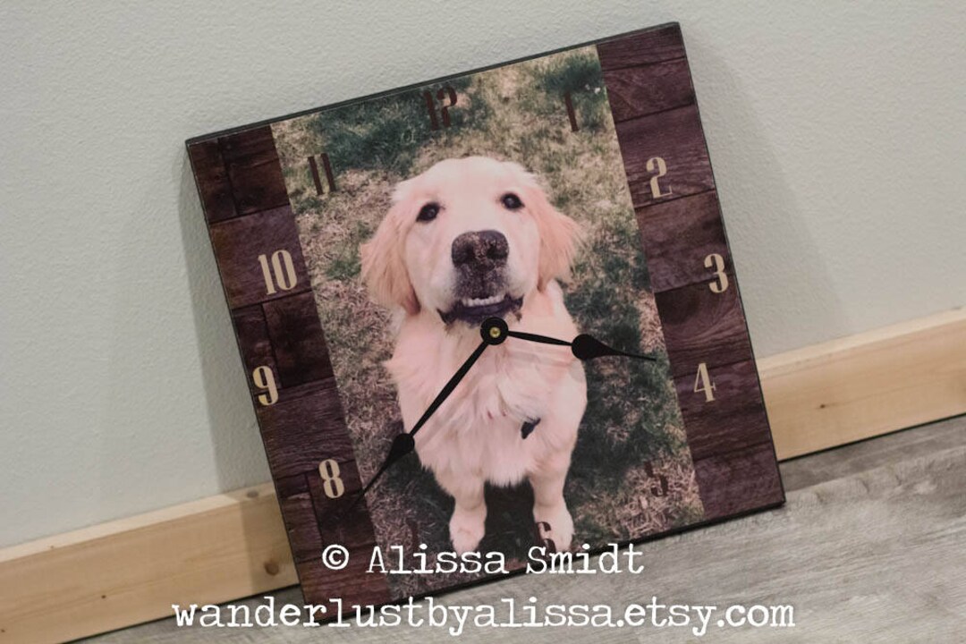 Custom Pet Clock Created With Your Photographs - Wall Clock (pet Clock ...