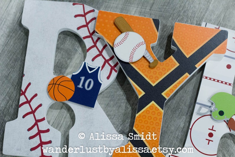 Sports Themed Letters Football Letters Baseball Letters - Etsy
