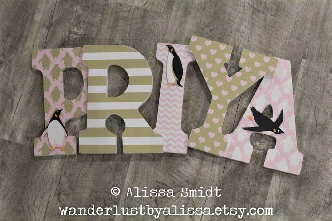 Penguin Nursery Letters, Custom Wooden Letters Arctic Animal Theme ...