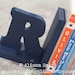 Navy Letter Bookends, Initial Bookends, Wooden Custom Bookends - Custom ...
