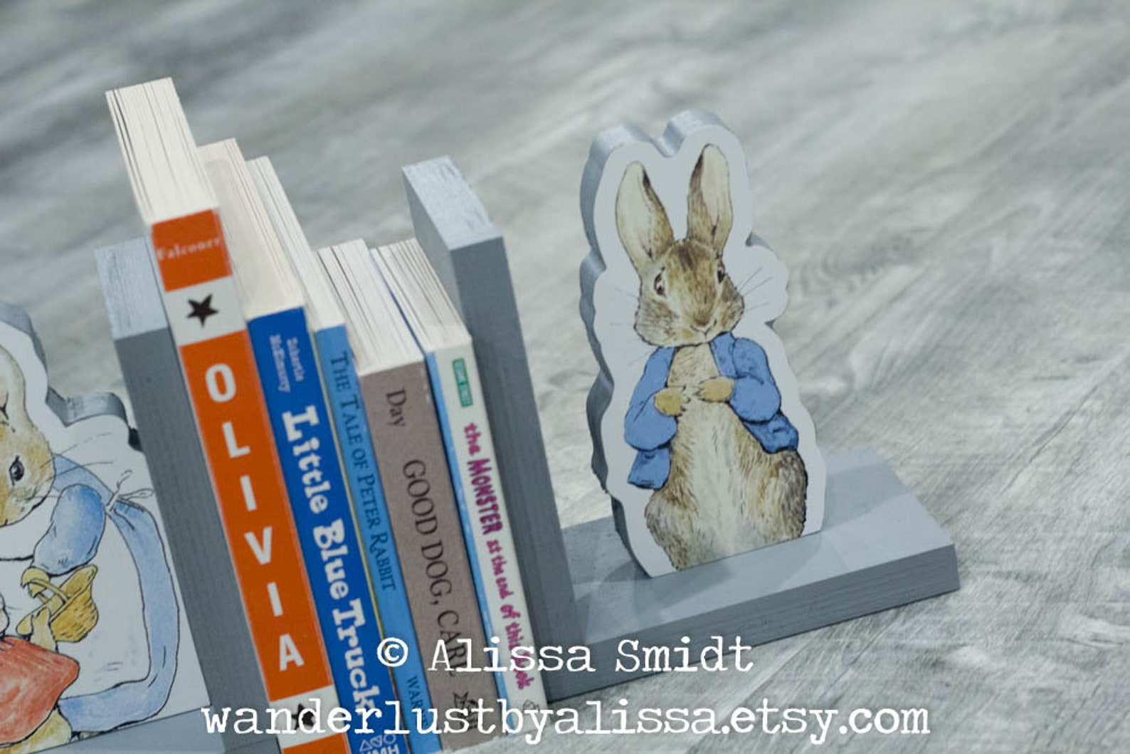 Peter Rabbit Beatrix Potter Custom Wooden Bookends grey Book - Etsy