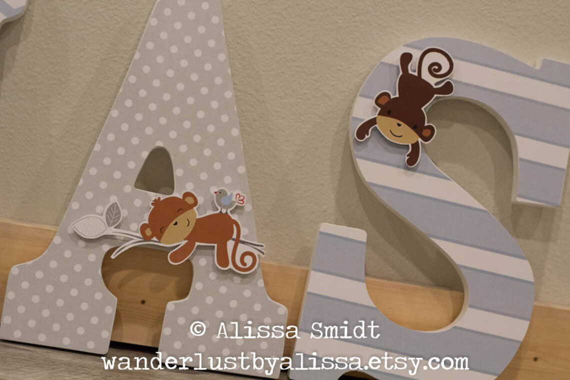 Mod Monkey Letters - Custom Letters, Wooden Nursery Letters (monkey ...
