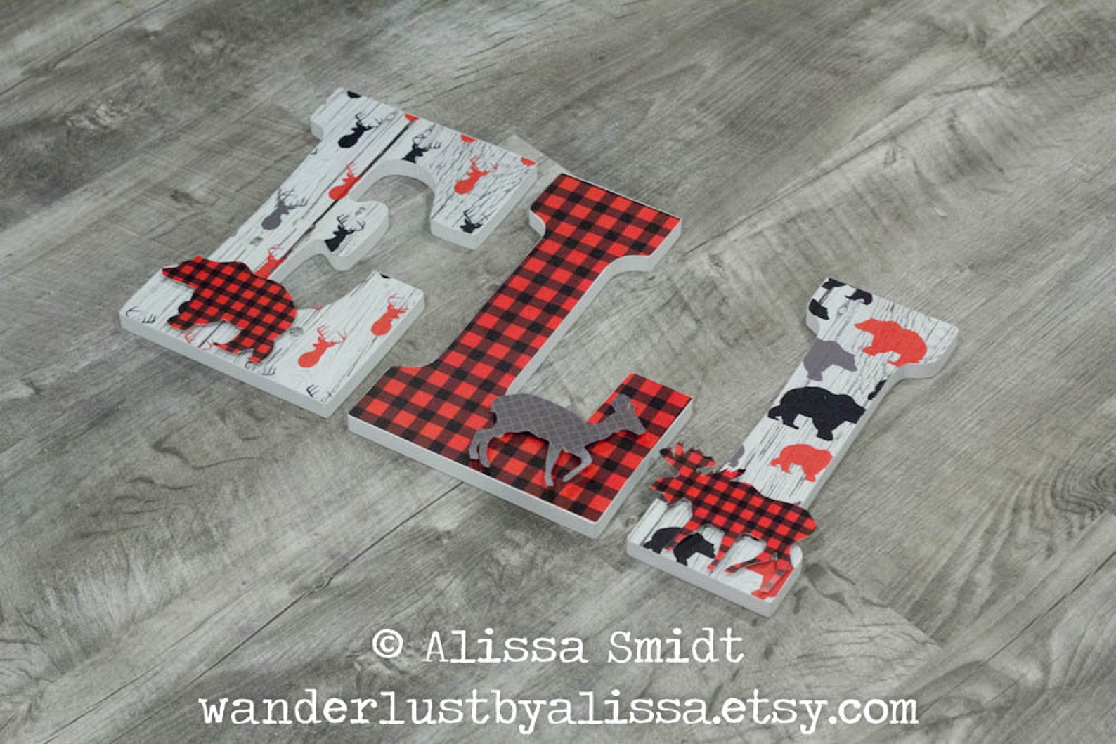 Lumberjack Letters Buffalo Plaid Mountain Animal Custom - Etsy