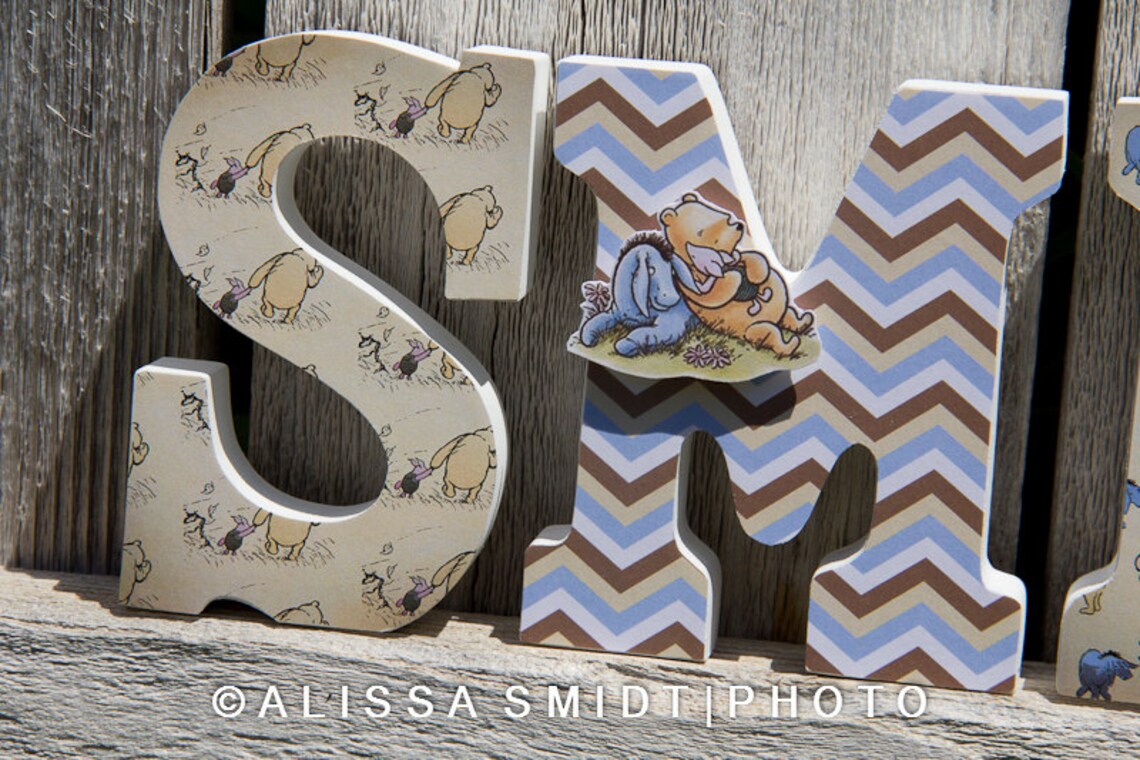 Winnie the Pooh Letters - Custom Nursery Wooden Letters, Baby Boy or ...