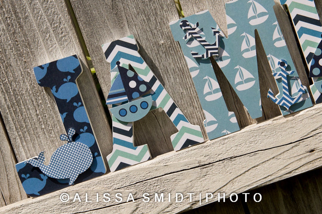 Nautical Nursery Letters, Custom Wooden Letters, Custom Letters, Baby ...