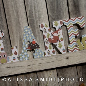Custom Nursery Wooden Letters, Baby Boy or Girl Nursery Woodland Animal ...