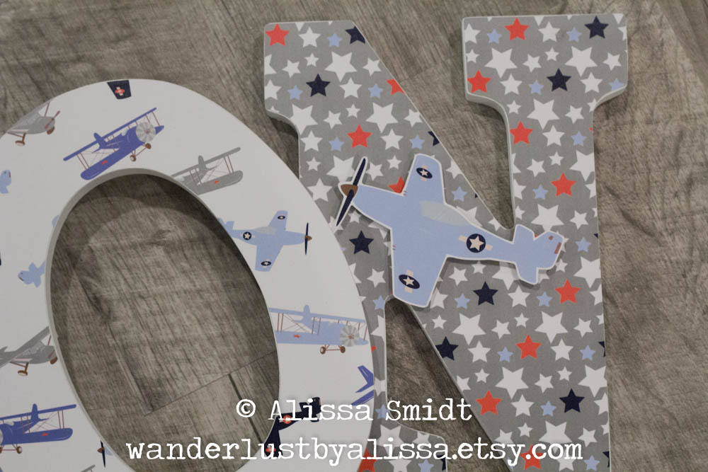 Airplane Theme Take Flight Custom Nursery Letters - Custom Nursery ...