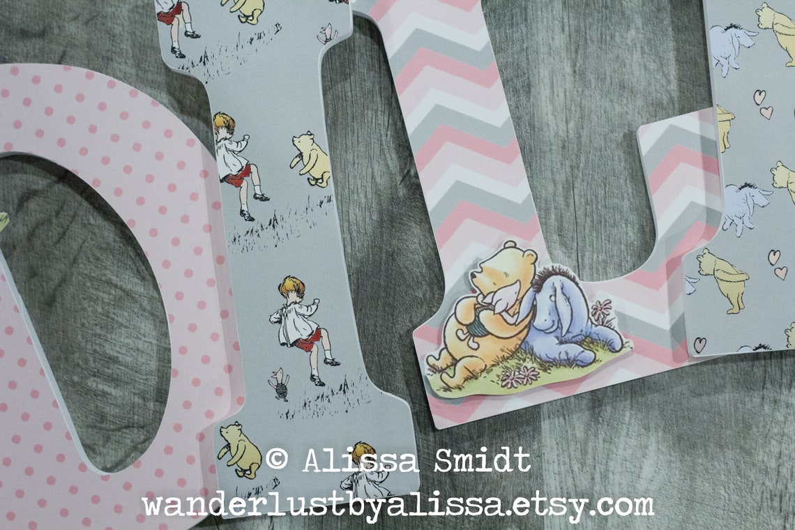 Winnie the Pooh Nursery Letters, Custom Wooden Letters - 9 Inch Hanging ...