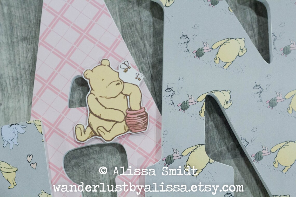 Winnie the Pooh Nursery Letters, Custom Wooden Letters - 9 Inch Hanging ...