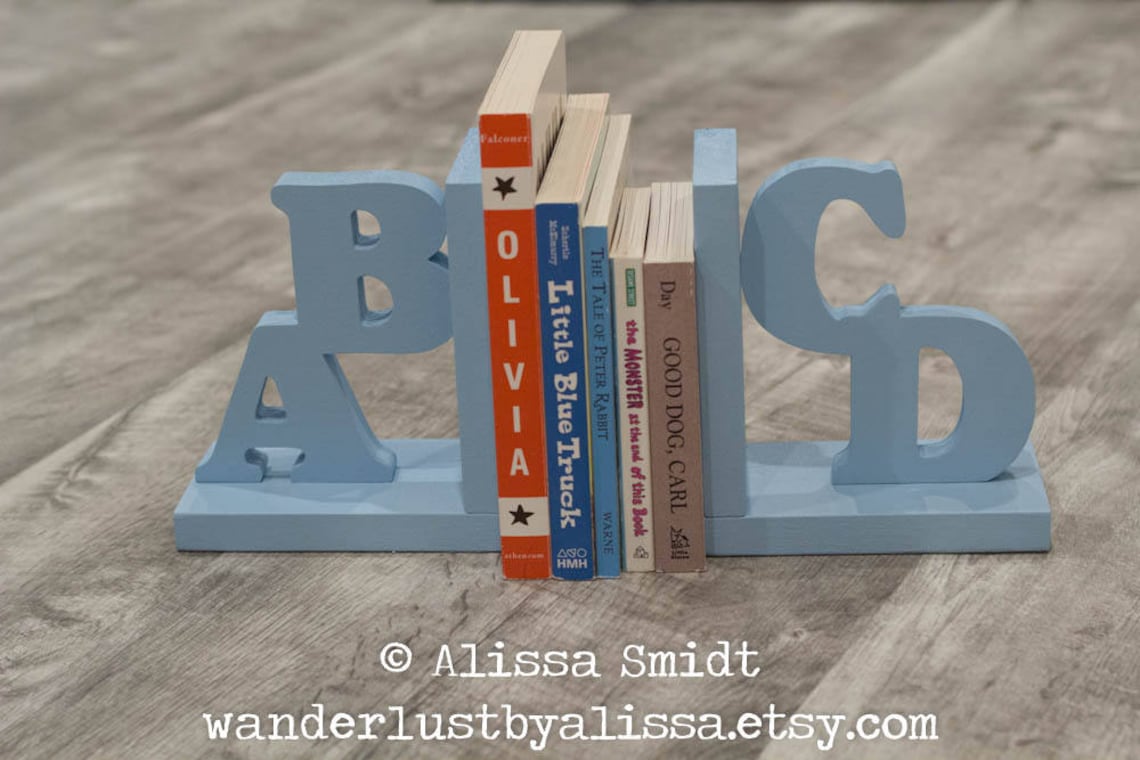 ABCD Wooden Letter Bookends Custom Created to Coordinate | Etsy