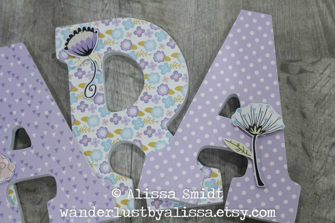 Flower Letters Pastel Floral Custom Wooden Letters Custom | Etsy