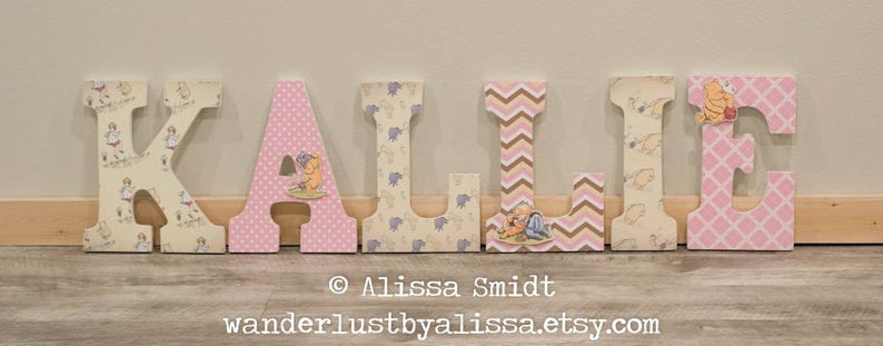 Winnie the Pooh Nursery Letters, Custom Wooden Letters - 9 Inch Hanging ...