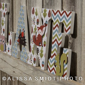 Custom Nursery Wooden Letters, Baby Boy or Girl Nursery Woodland Animal ...