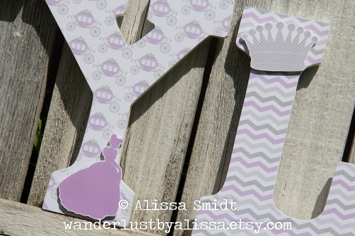 Princess Letters Cinderella Belle Custom Nursery Wooden - Etsy