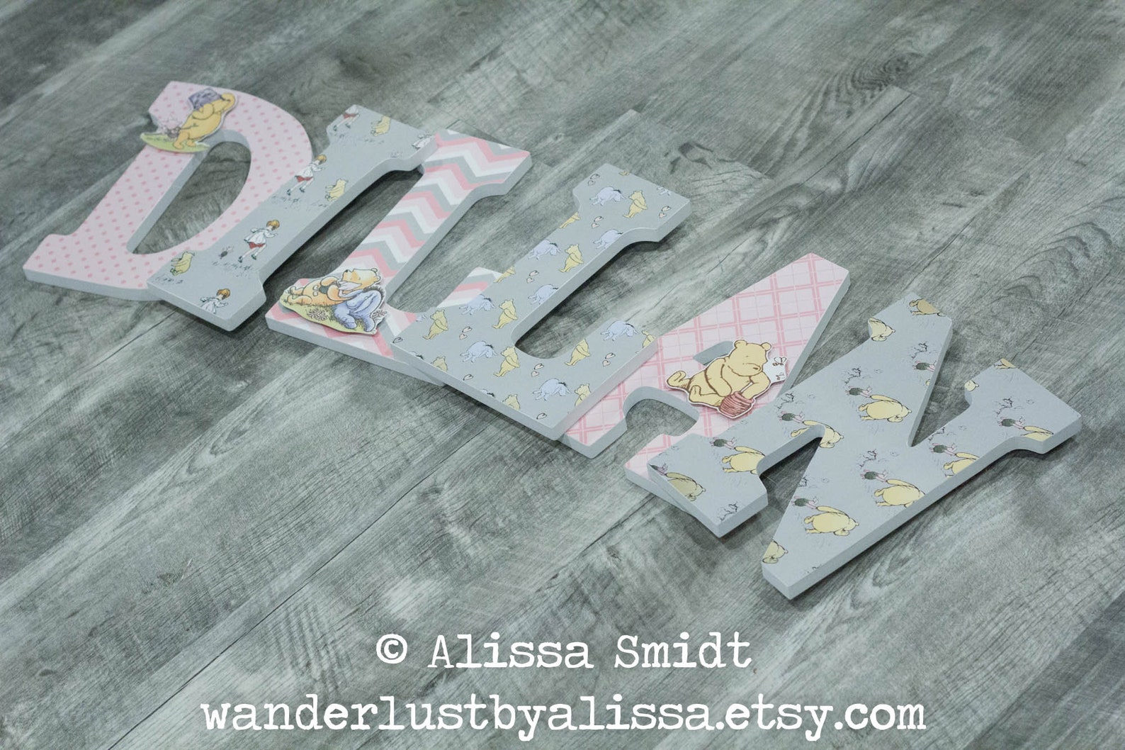 Winnie the Pooh Nursery Letters, Custom Wooden Letters - 9 Inch Hanging ...