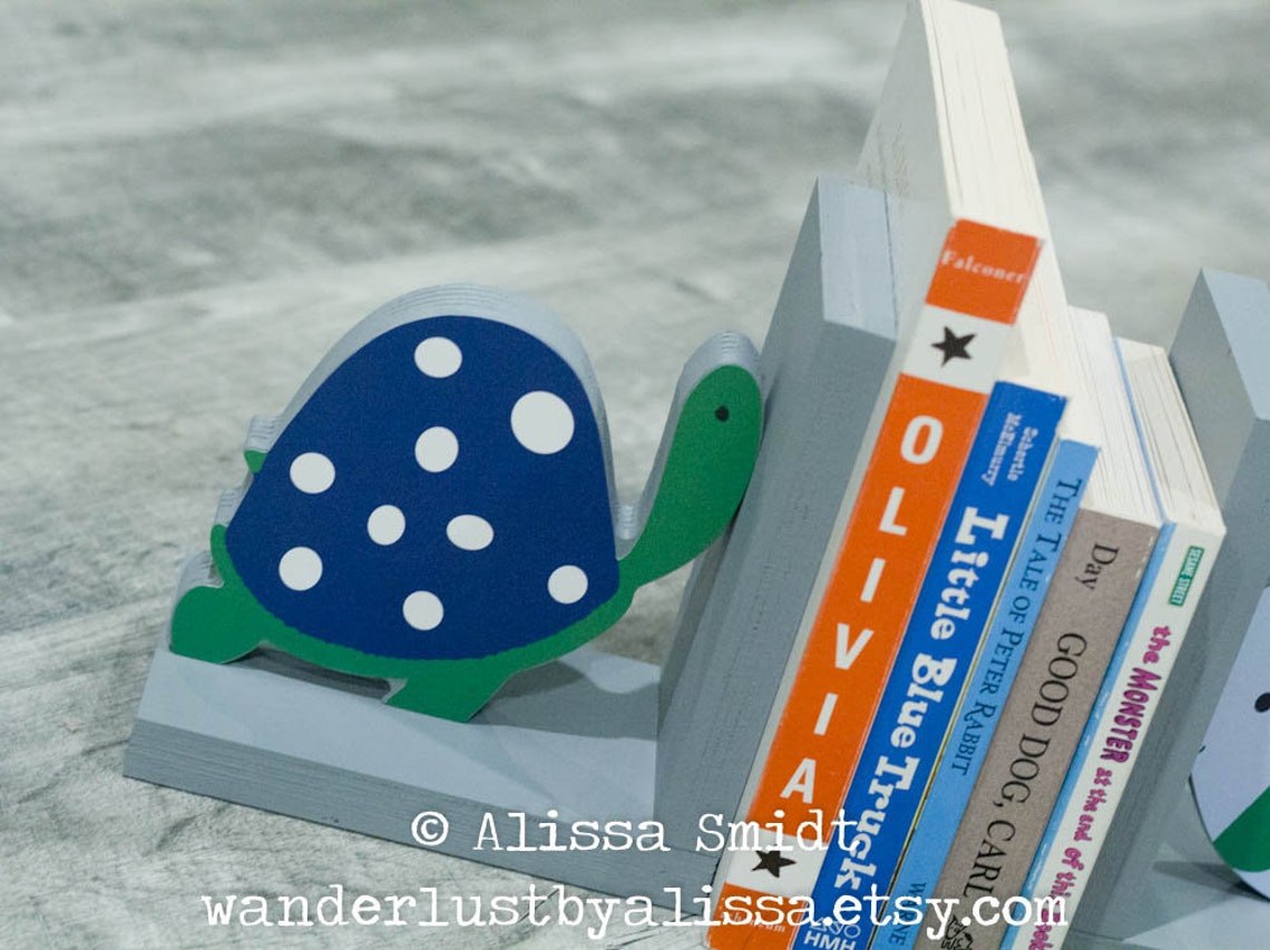 Oceana Bookends Sea Turtle and Fish Themed Wooden Bookends - Etsy