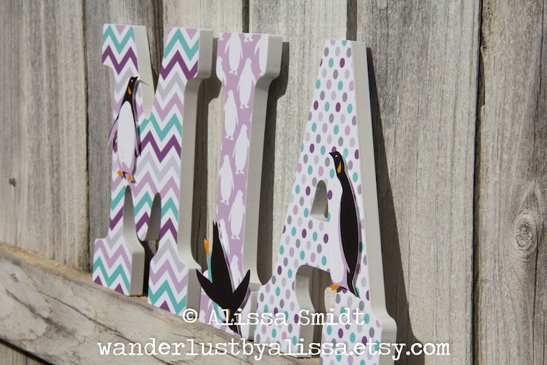 Penguin Nursery Letters, Custom Wooden Letters - Arctic Animal Theme ...