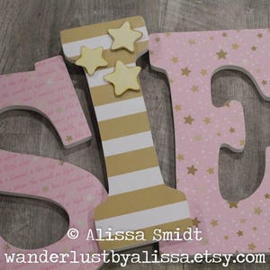 Star and Moon, Custom Wooden Nursery Letters, Custom Letters (pink and ...